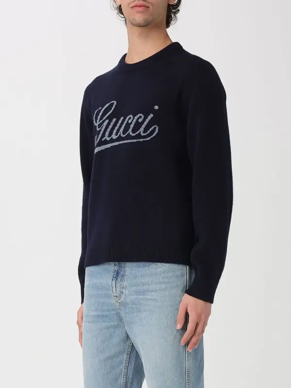 Gucci Crew Neck Wool Pullover With Logo