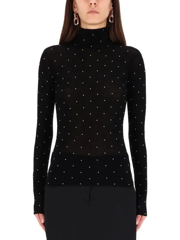 Rabanne Second-skin Effect Mesh Turtleneck With Studs