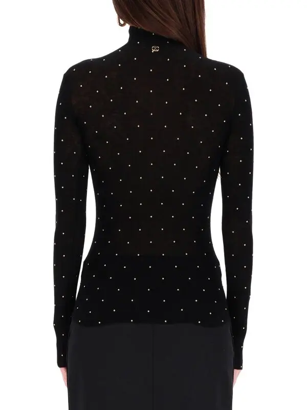 Rabanne Second-skin Effect Mesh Turtleneck With Studs