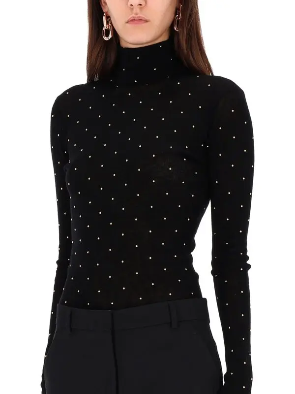 Rabanne Second-skin Effect Mesh Turtleneck With Studs