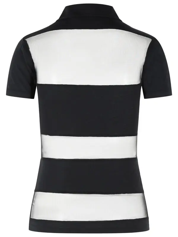 Coperni Striped' Cotton Blend Polo Shirt - Black