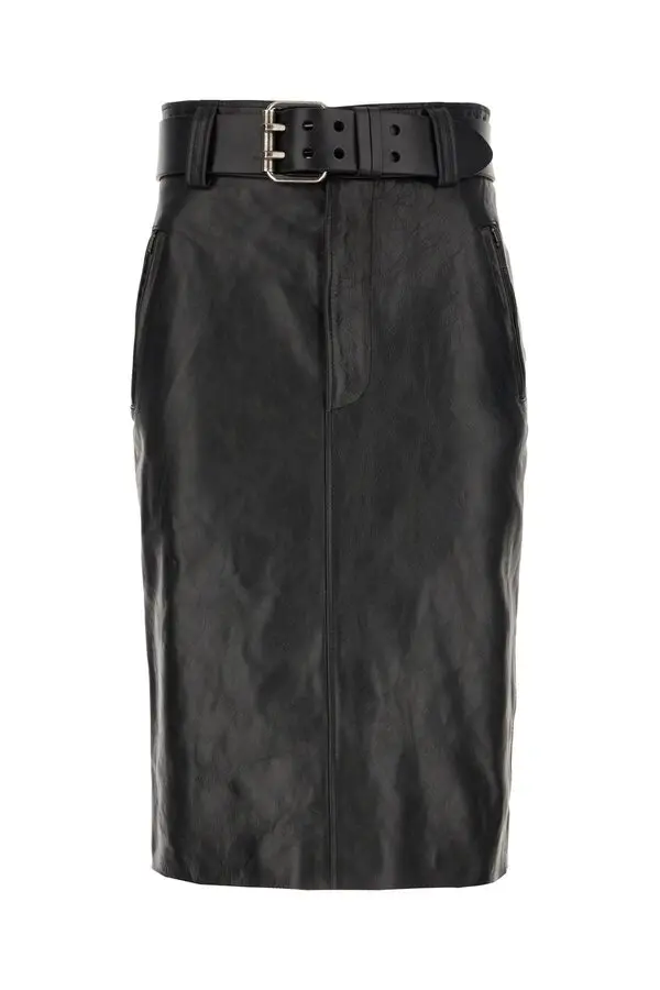 Saint Laurent Belted Leather Skirt - Multicolor