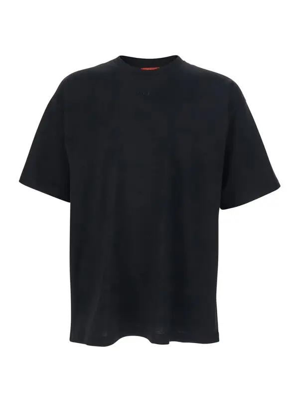 DIESEL® Crew Neck T-shirt With Embroidered Oval D Logo On The Front In Cotton For - Black