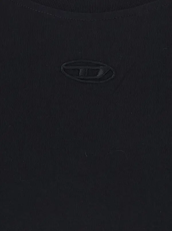 DIESEL® Crew Neck T-shirt With Embroidered Oval D Logo On The Front In Cotton For - Black