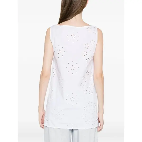 Herno Square Neck Eyelet Detail Sleeveless Top