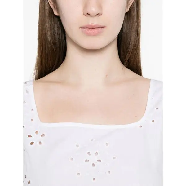 Herno Square Neck Eyelet Detail Sleeveless Top