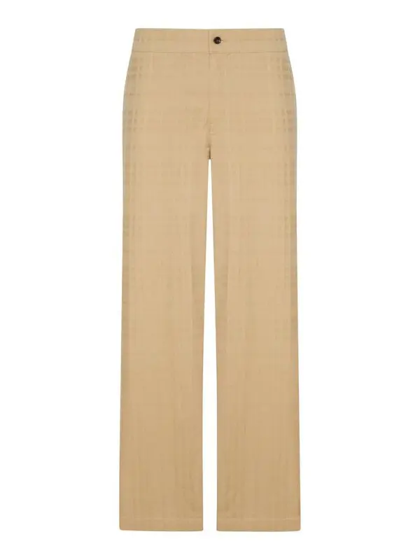 Burberry Textured Check Cotton Trousers - Cream