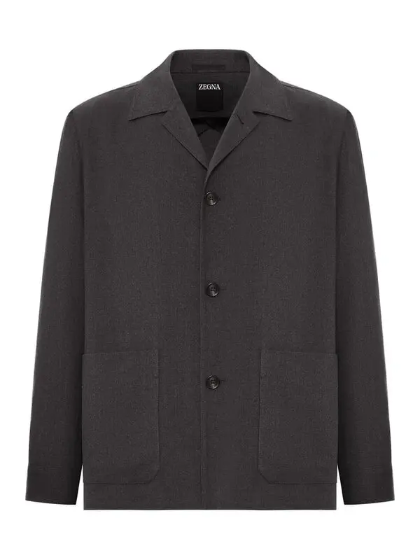 Zegna Wool And Linen Mix Jacket With Patched Pockets