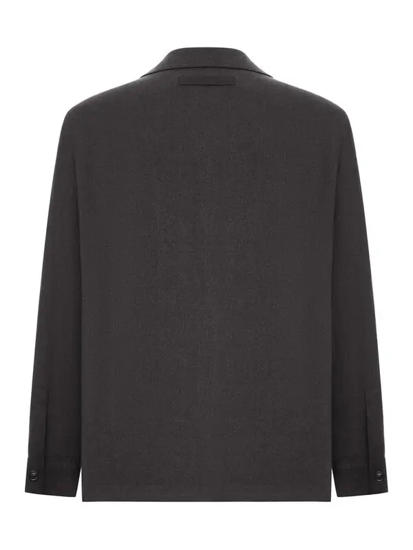 Zegna Wool And Linen Mix Jacket With Patched Pockets