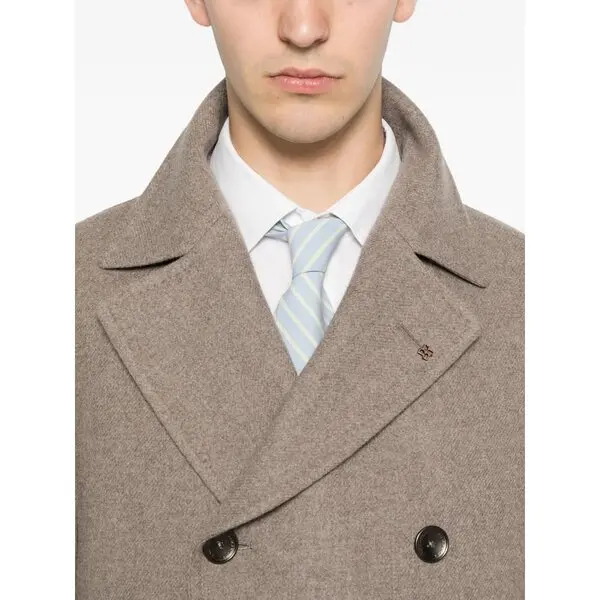 Tagliatore Virgin Wool Double-breasted Coat - Brown