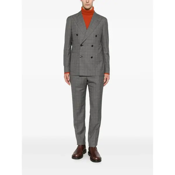 Tagliatore Grey Suits Double Breasted Suits