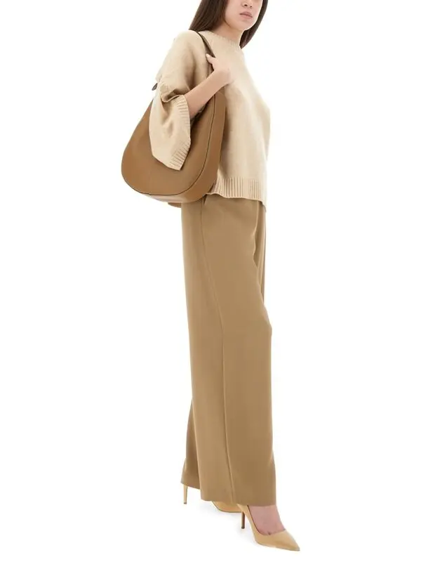 Max Mara Wide Leg Silk Blend Trousers - Cream