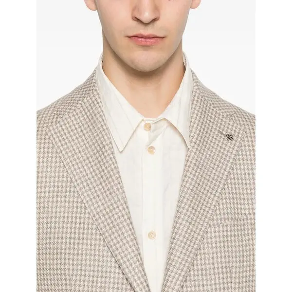 Tagliatore Houndstooth Pattern Blazer - Cream