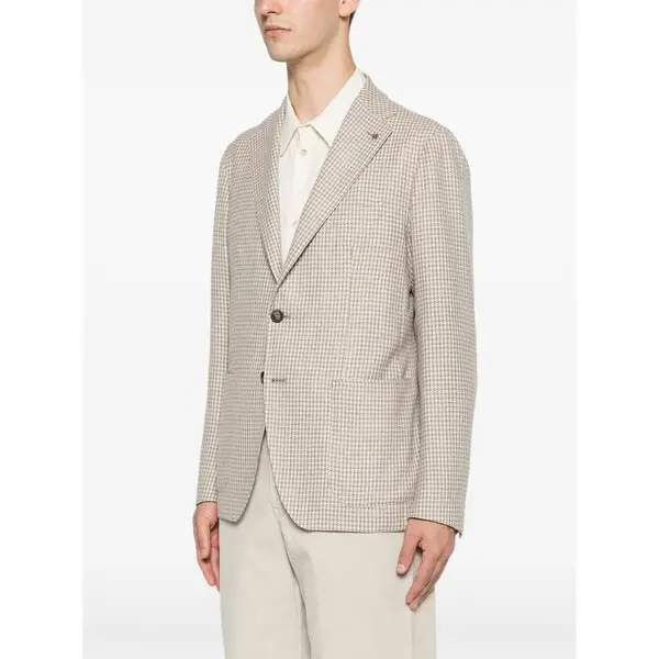 Tagliatore Houndstooth Pattern Blazer - Cream