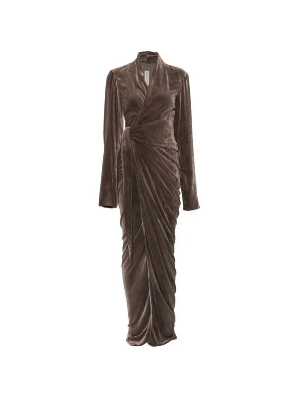 Rick Owens Draped Velvet Maxi Dress - Multicolor