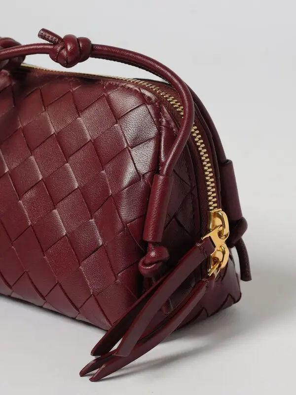 Bottega Veneta Concert Mini Crossbody Bag In Intrecciato Leather With Knots - Red