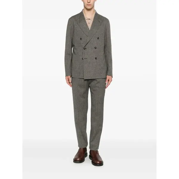 Tagliatore Grey Suits Double Breasted Suits - Gray