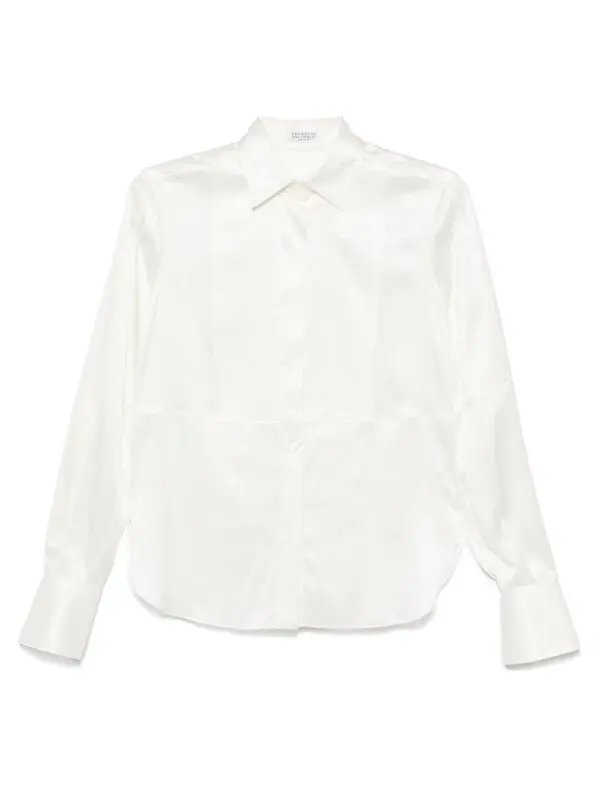 Brunello Cucinelli Satin Shirt With Monili - Multicolor