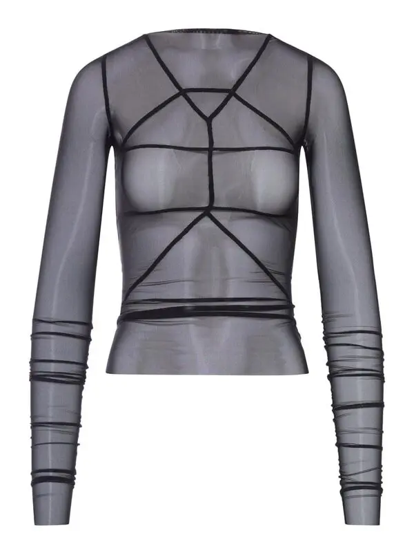 Rick Owens Temple T-shirt In Transparent Tulle - Black