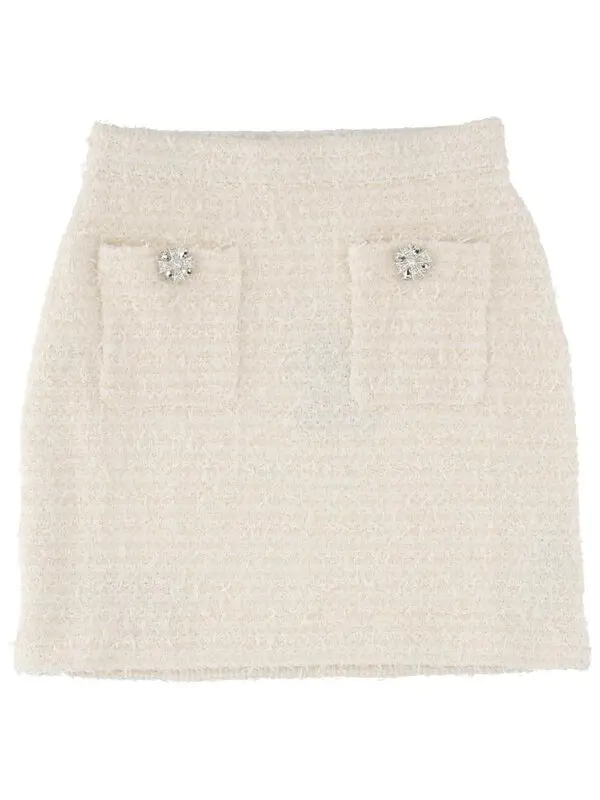 SELF-PORTRAIT Wool Miniskirt - Cream