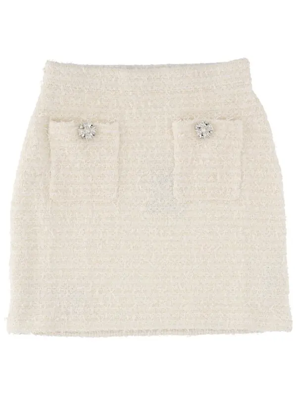 SELF-PORTRAIT Wool Miniskirt - Cream