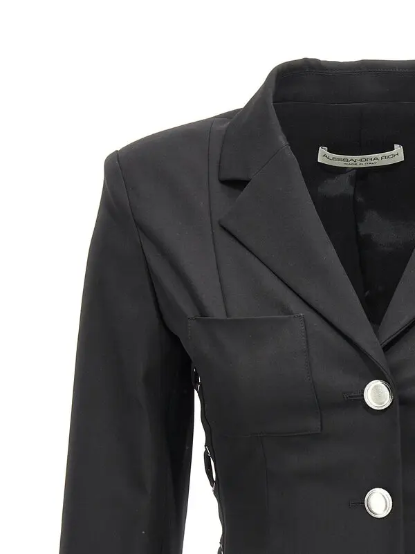 Alessandra Rich Single Breast Lace-up Blazer Jacket