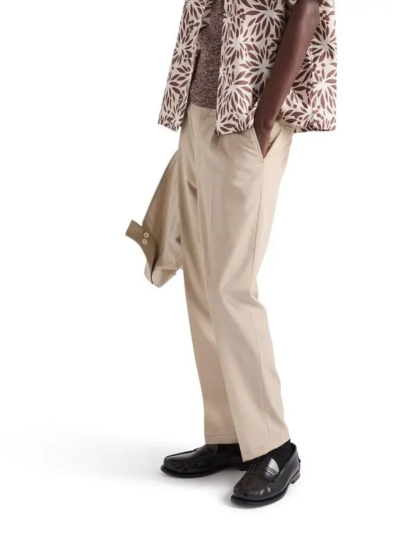 Prada Cotton Trousers With Enameled Metal Triangle Logo