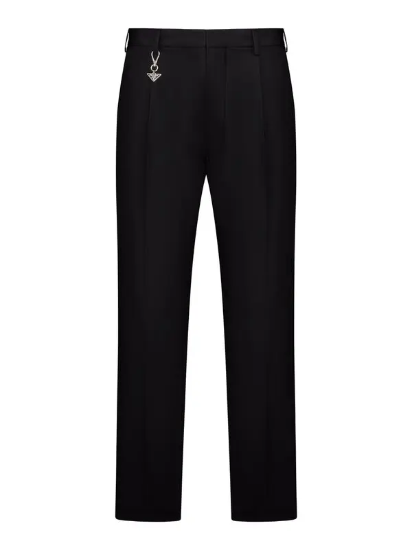 Prada Cotton Trousers With Enameled Metal Triangle Logo