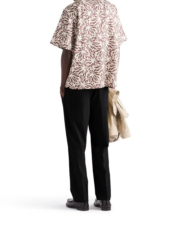 Prada Cotton Trousers With Enameled Metal Triangle Logo