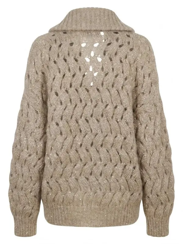 Brunello Cucinelli Sequined Cable Knit Cardigan