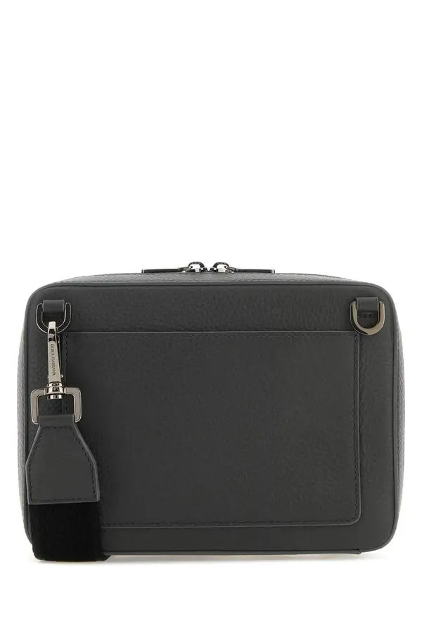 Dolce & Gabbana Dark Grey Leather Crossbody Bag