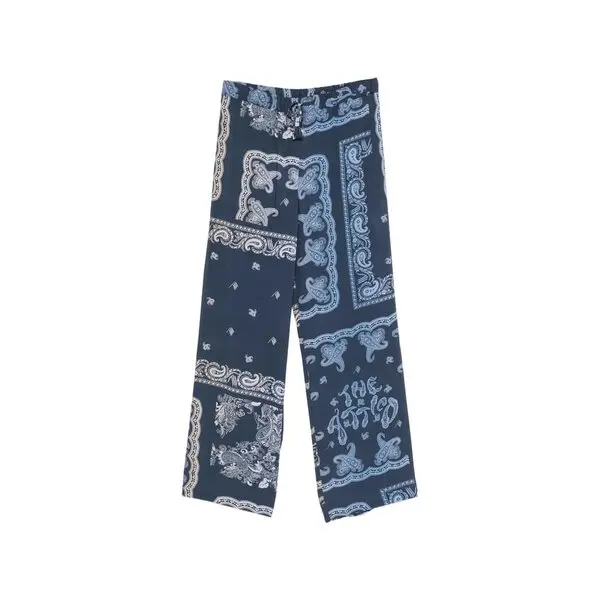 Attico Printed Viscose Palazzo Pants - Blue
