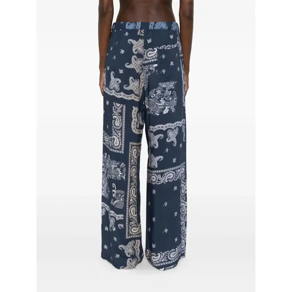 Attico Printed Viscose Palazzo Pants - Blue