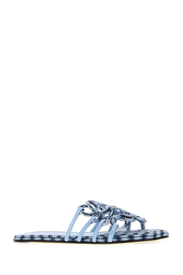 Loewe Light Canvas Petal Anagram Slippers - Blue
