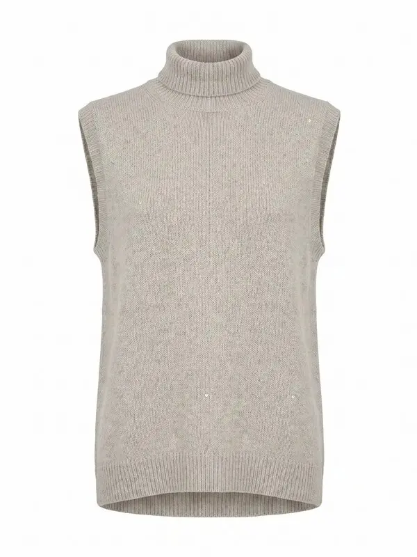 Brunello Cucinelli Turtleneck Sequined Vest - Multicolor
