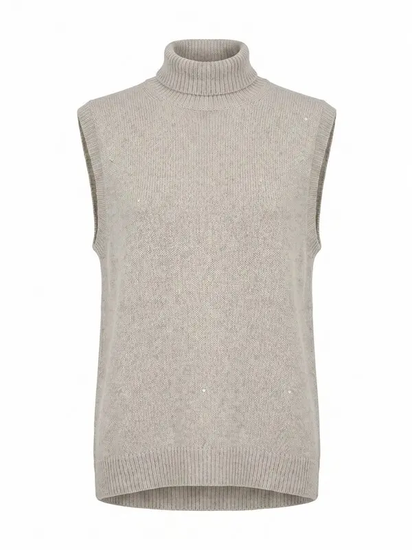 Brunello Cucinelli Turtleneck Sequined Vest - Multicolor