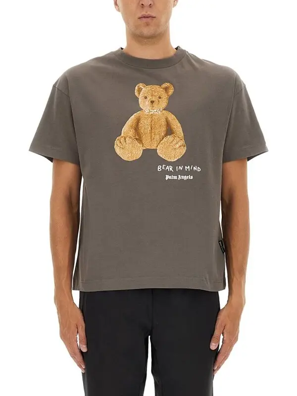 Palm Angels T-shirt With Print - Gray