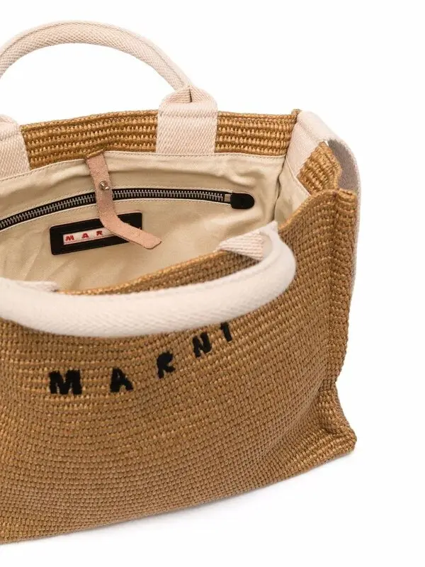 Marni Raffia-effect Small Tote Bag