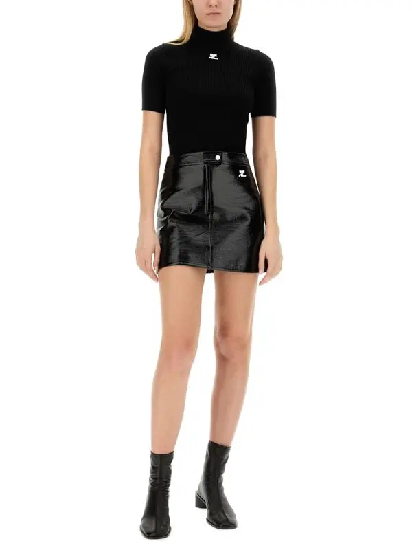 COURREGES Ribbed Knit T-shirt