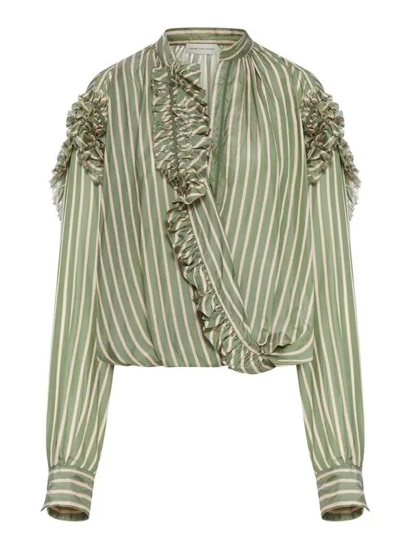 Dries Van Noten Striped Blouse With Ruffles