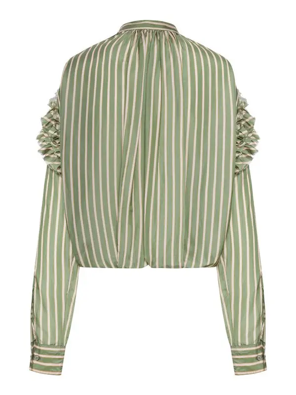 Dries Van Noten Striped Ruffle Blouse