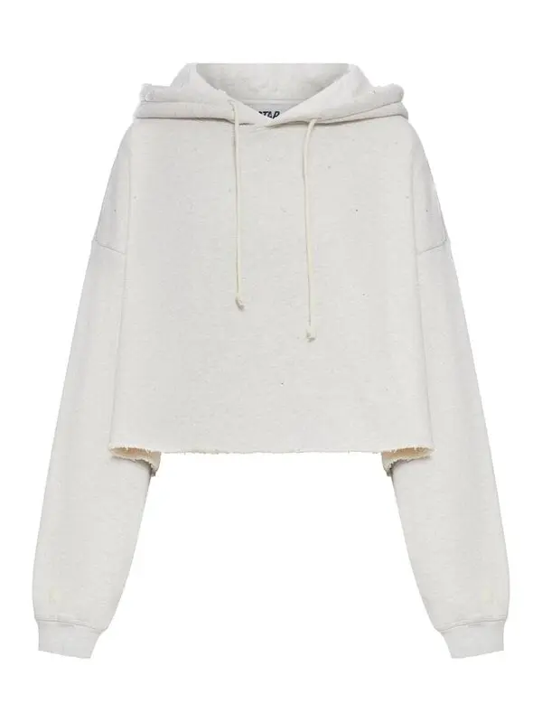 GOLDEN GOOSE Cropped Hoodie With Micro Applications - Gray