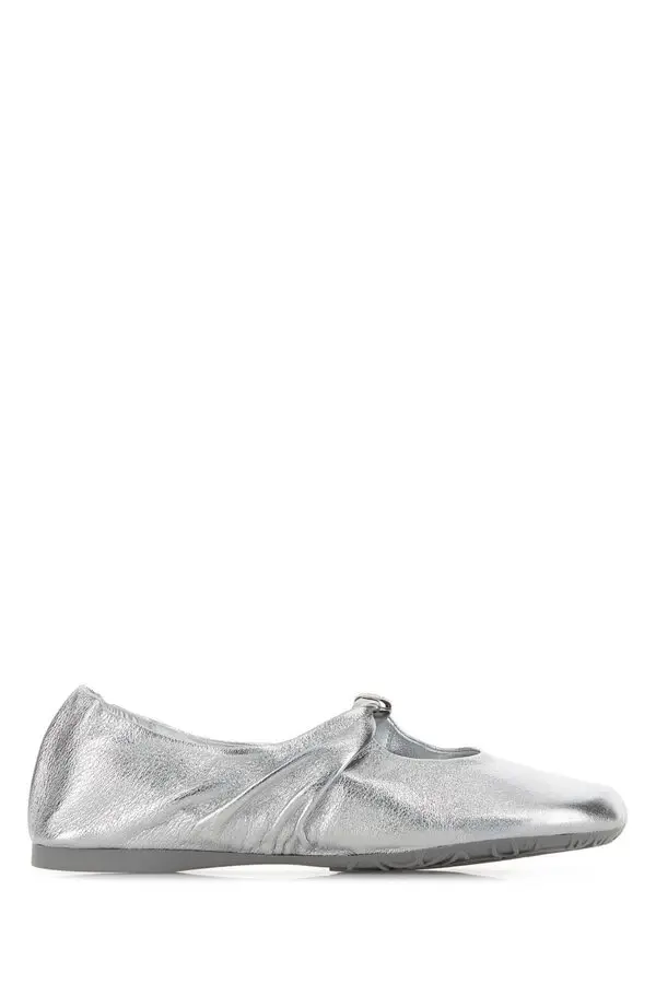 Loewe Leather Pebble Soft Ballerinas - Silver
