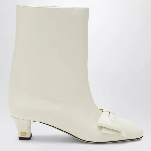 Valentino Garavani Leather Bow Ankle Boots - White