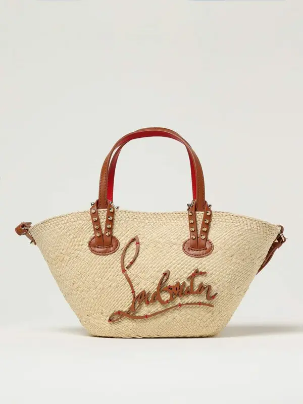 CHRISTIAN LOUBOUTIN Cabata Raffia And Leather Basket Bag - Cream