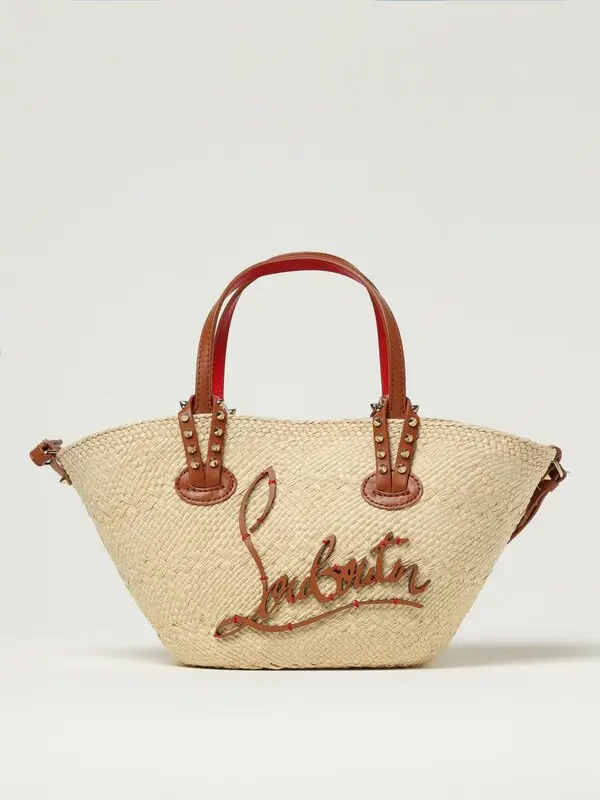 CHRISTIAN LOUBOUTIN Cabata Raffia And Leather Basket Bag - Cream
