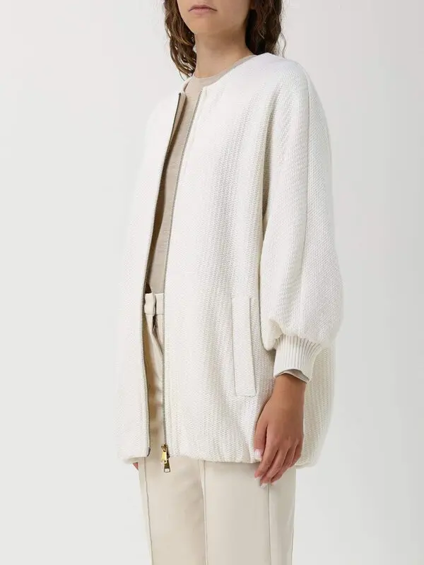 Max Mara Jersey Knit Zip Up Blazer - White