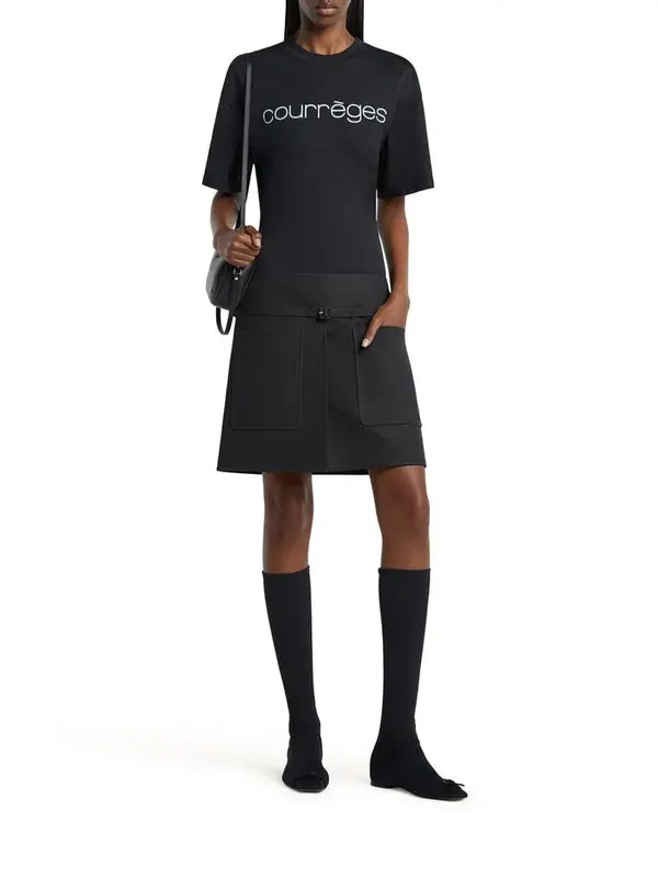 COURREGES Printed Cotton Jersey T-shirt