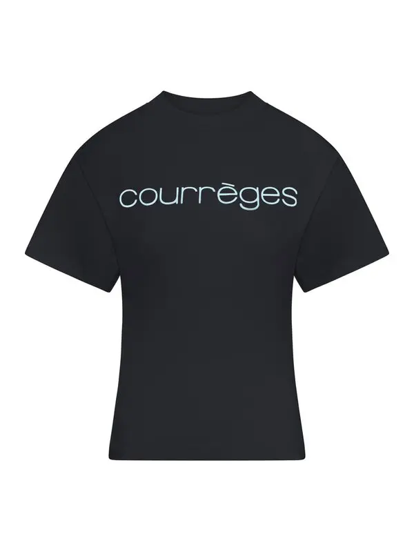 COURREGES Printed Cotton T-shirt - Black