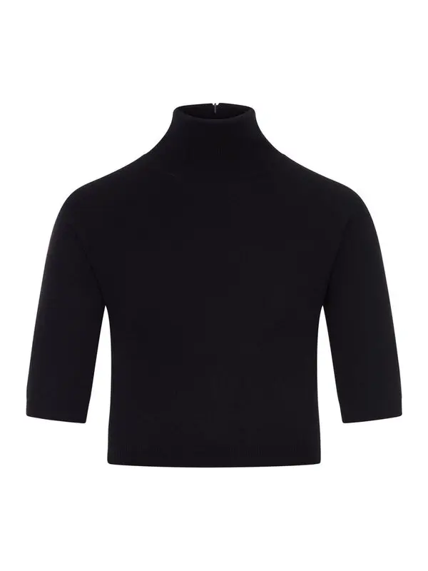 Max Mara Crop Turtleneck In Stretch Fabric